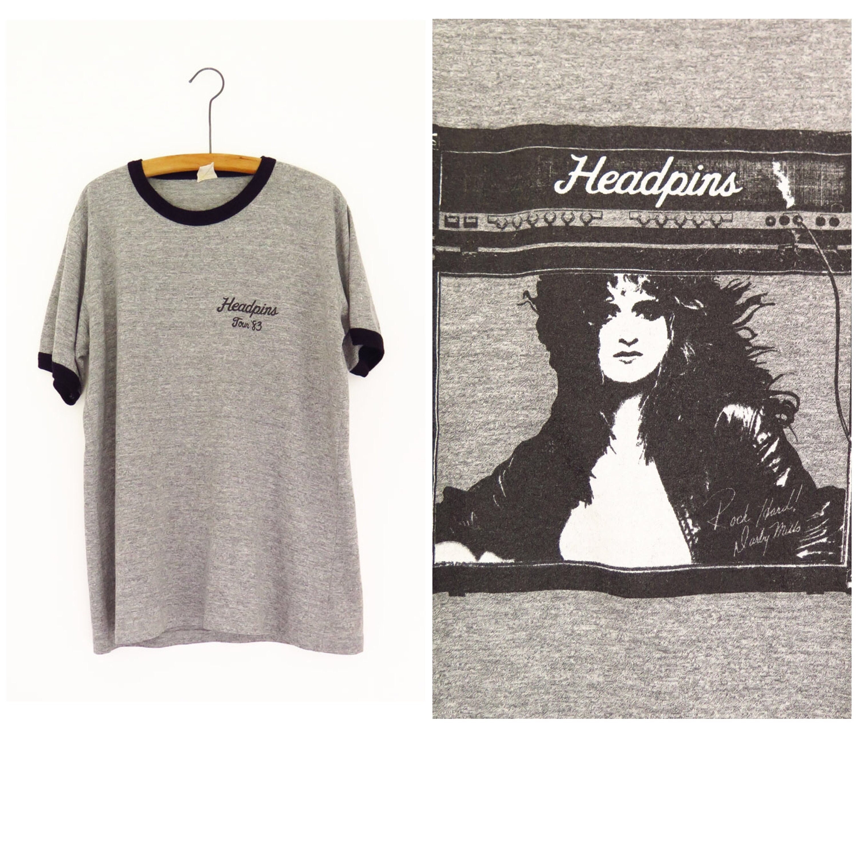 RARE Vintage 1983 Headpins Tour Grey Black Single Stitch Band T-shirt ...