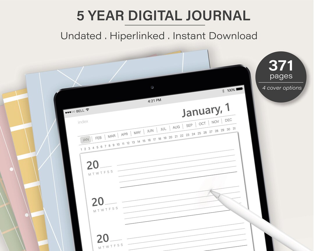 5 Year Digital Journal, Digital Planner, One Line a Day, Memory Book ...