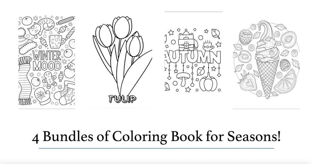 Children's Coloring Book - Seasons- 4 Bundles - 187 Pages - Printable ...