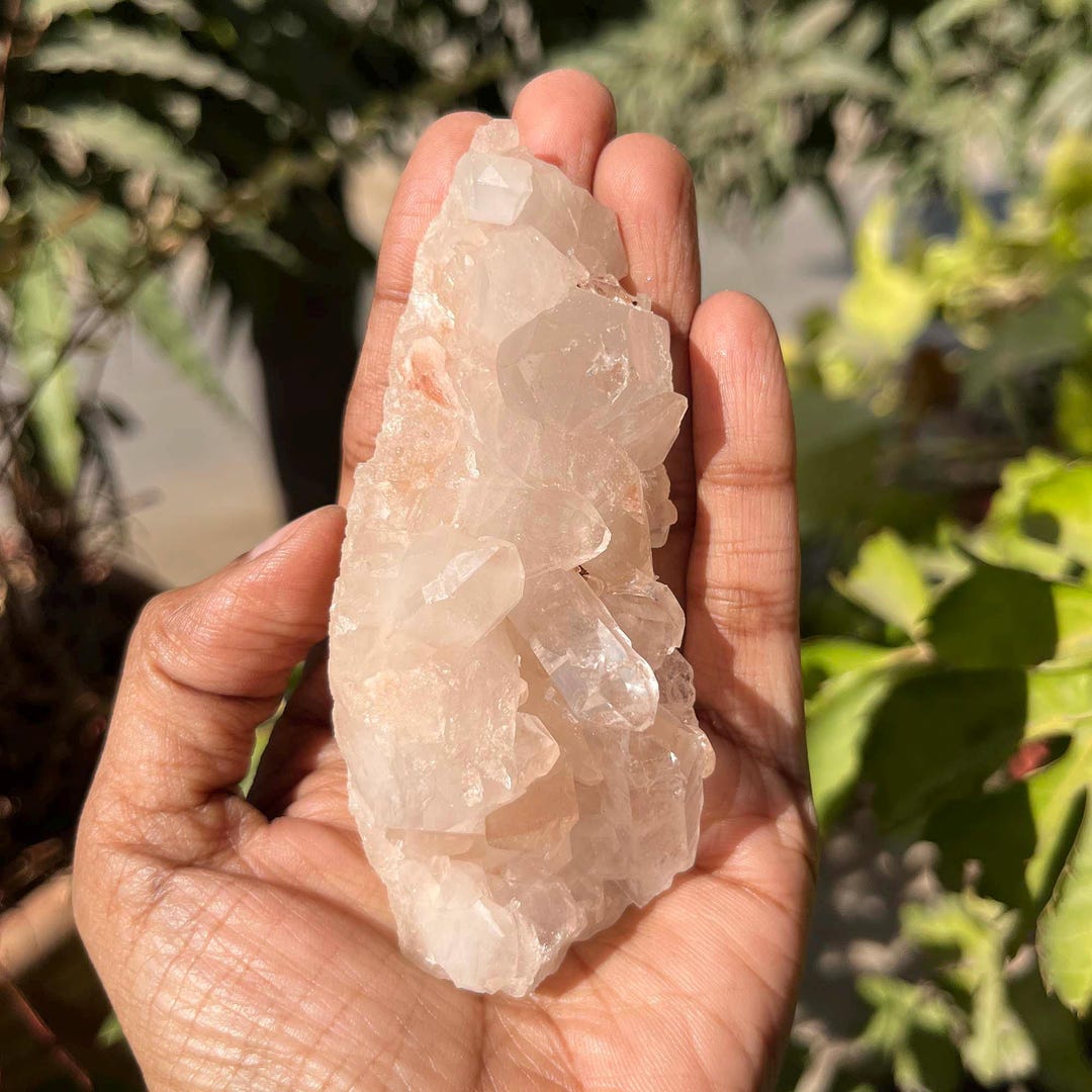 Natural Pink Himalayan Quartz Crystal | 110gm Rough Stone | Sunlight ...