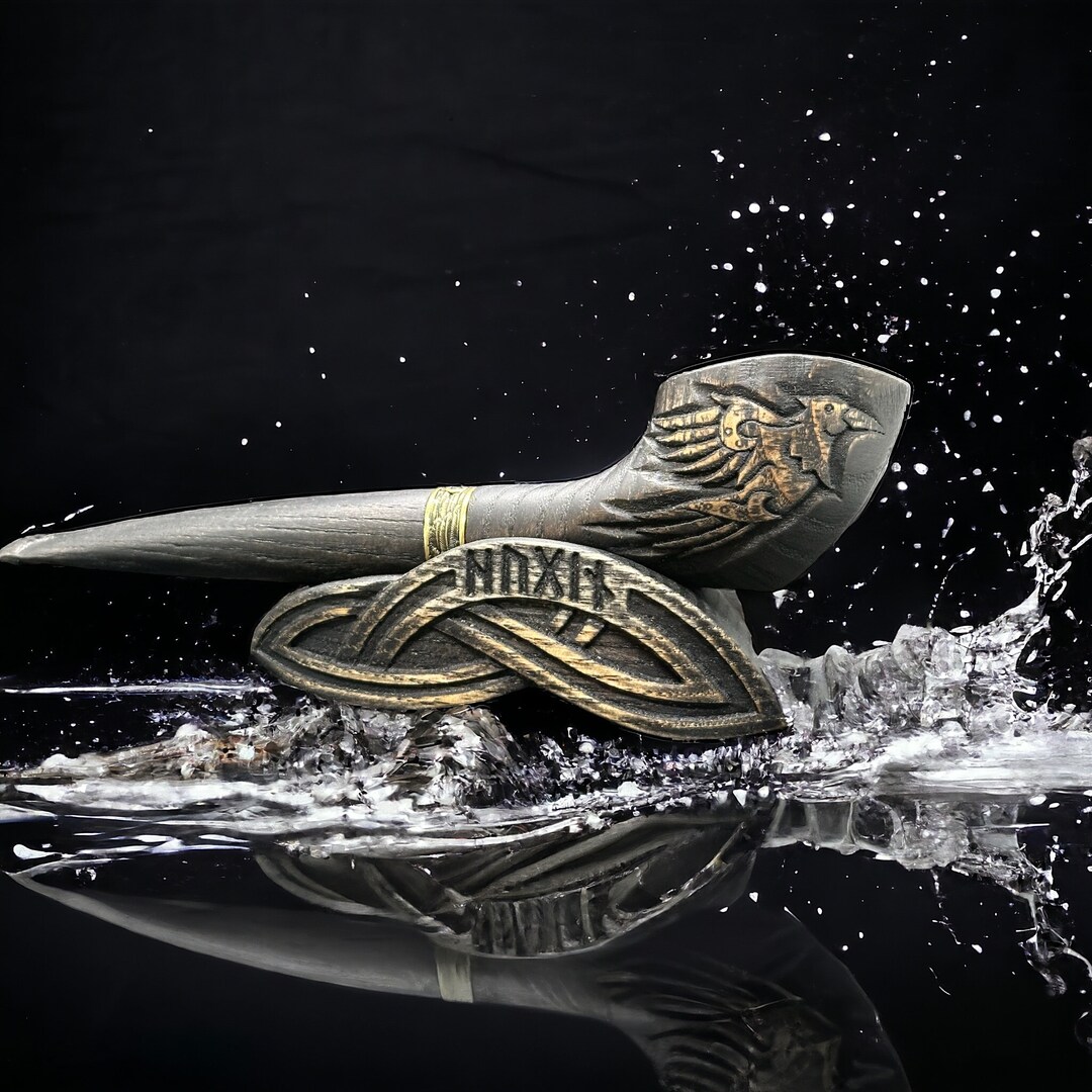 Woodcarved Raven Smoking Pipe, Viking Ash Wood Tobacco Bowl - Etsy