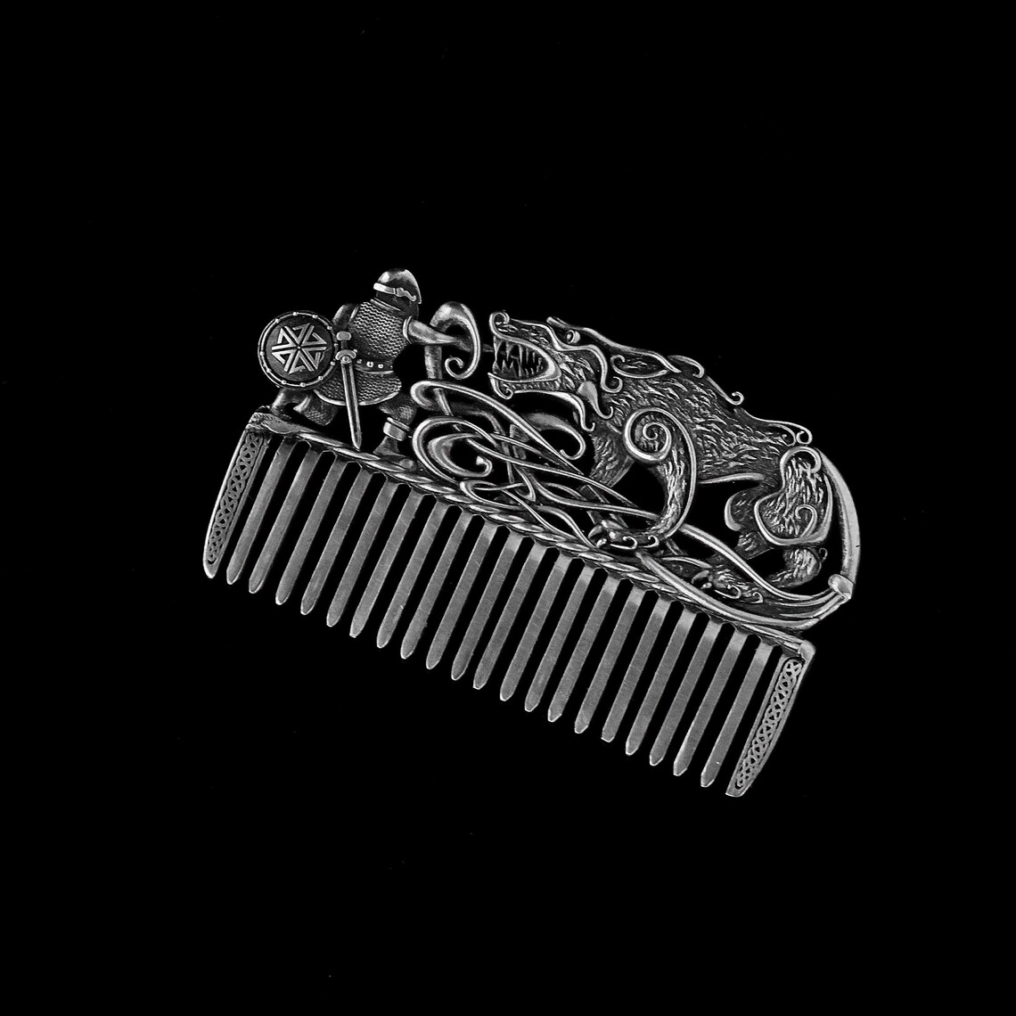 Viking Beard Comb Fenrir Silver Comb Pocket Comb Gift for - Etsy