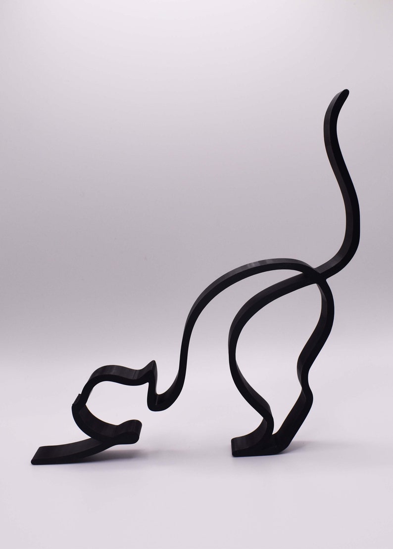 Line Art Cat Sculpture (large), Minimalist Home Decor, Tabletop ...