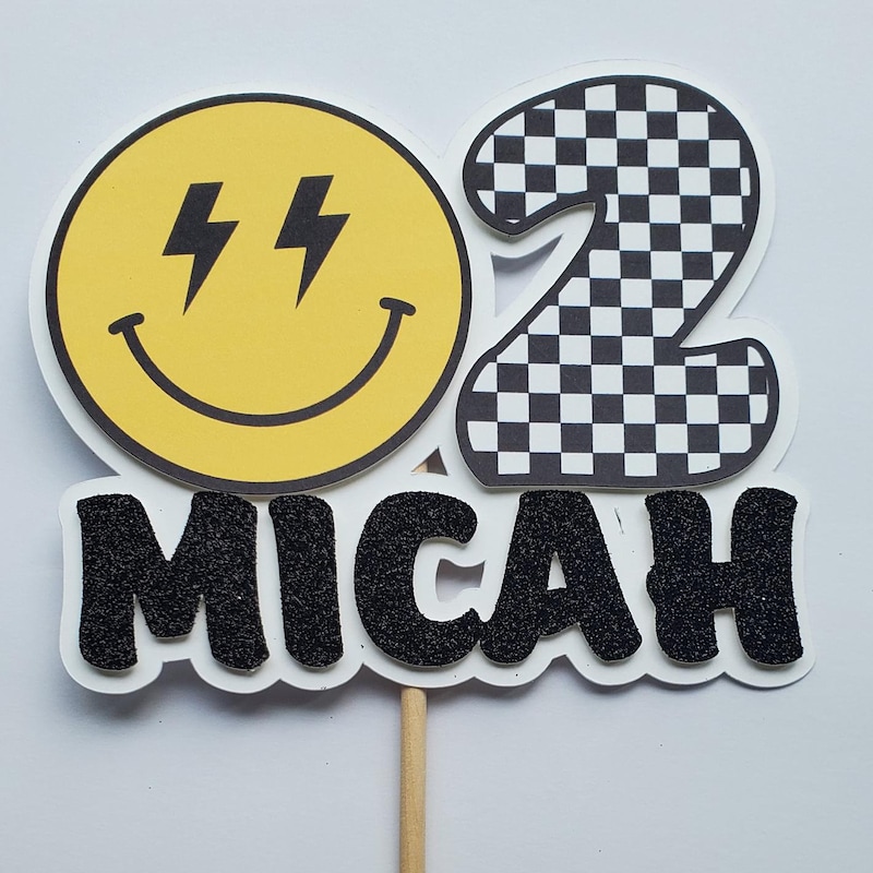 Personalized Smiley Birthday Cake Topper - Etsy