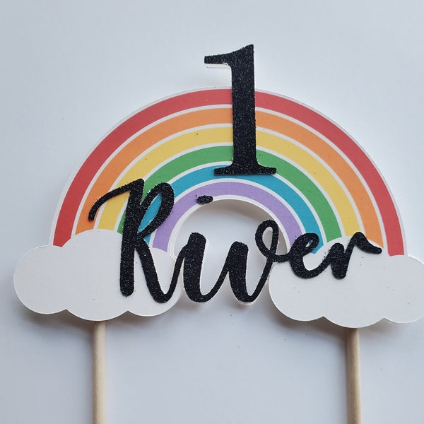 Pastel Rainbow Cake Topper - Etsy
