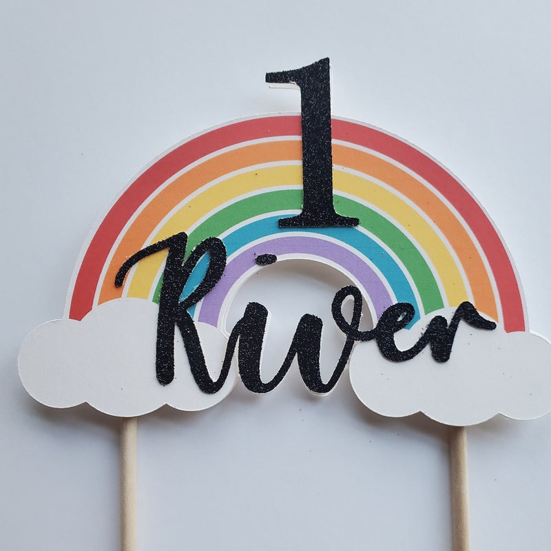 Rainbow Cake Topper - Etsy