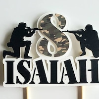 Editable Soldier Cake Topper Printable Army Cake Topper Camouflage ...