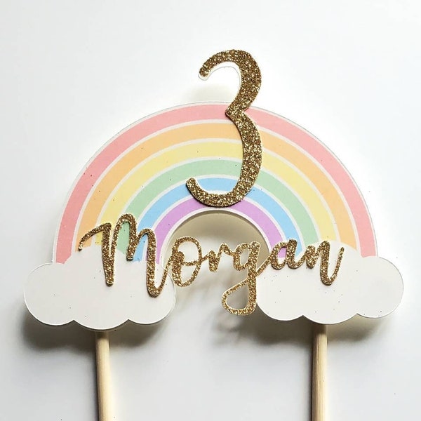 Rainbow Cake Topper - Etsy