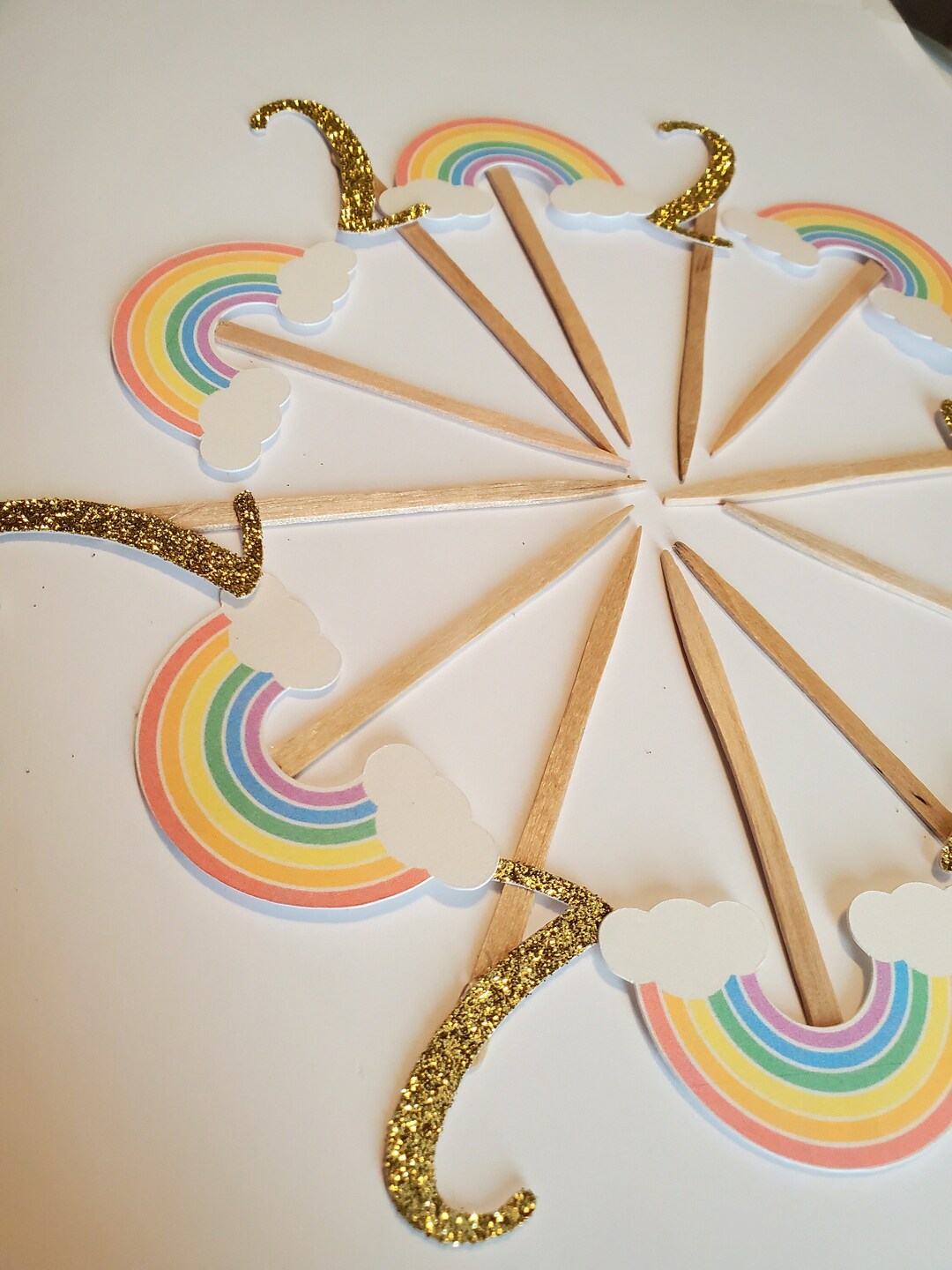 Rainbow Cupcake Toppers With Custom Glitter Number - Etsy