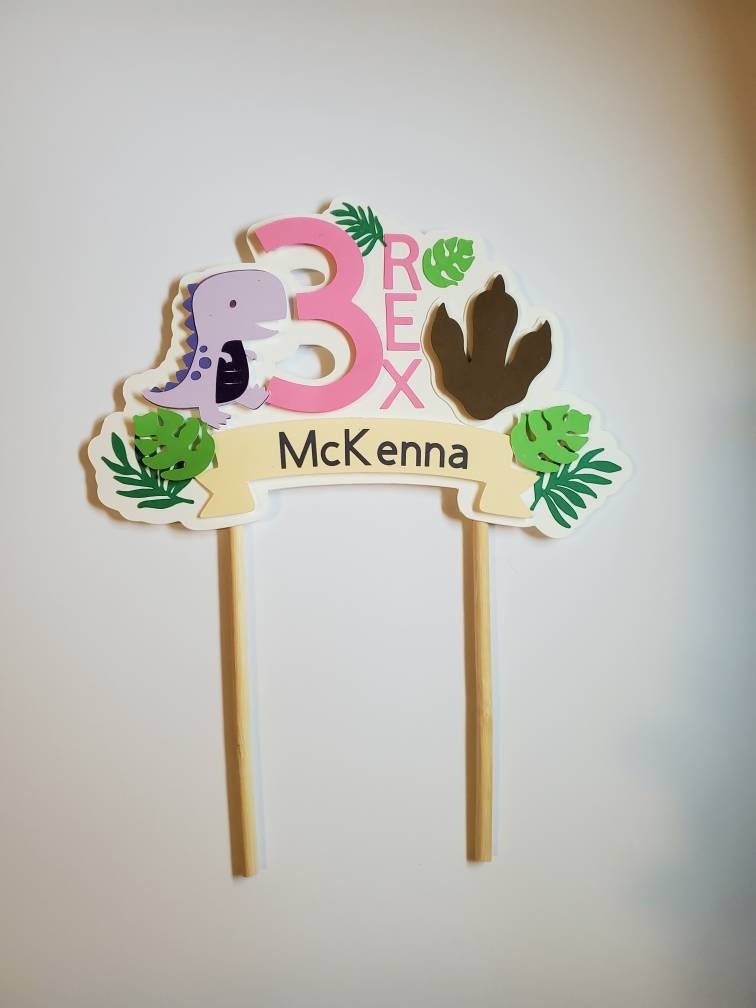 3 Rex Dinosaur 3D Cake Topper With Name and Age - Etsy