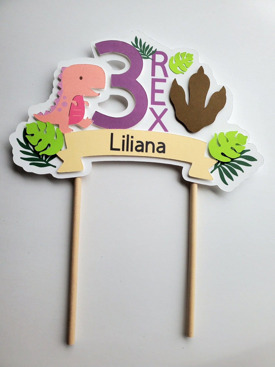3 Rex Dinosaur 3D Cake Topper With Name and Age. - Etsy