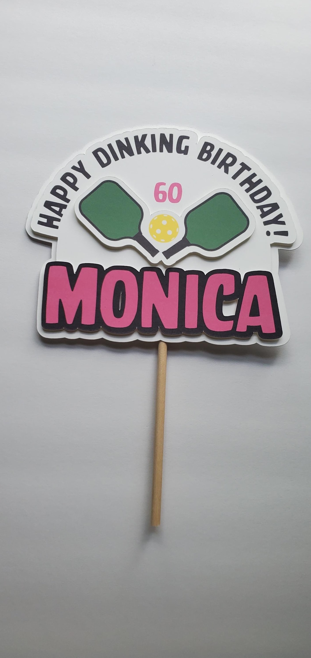 Pickleball 3D Fully Customizable Birthday Cake Topper. Happy Dinking ...