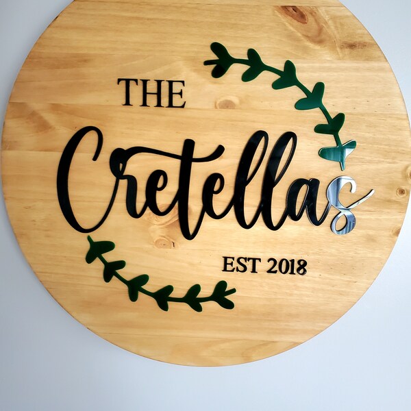 Round Family Name Sign - Etsy