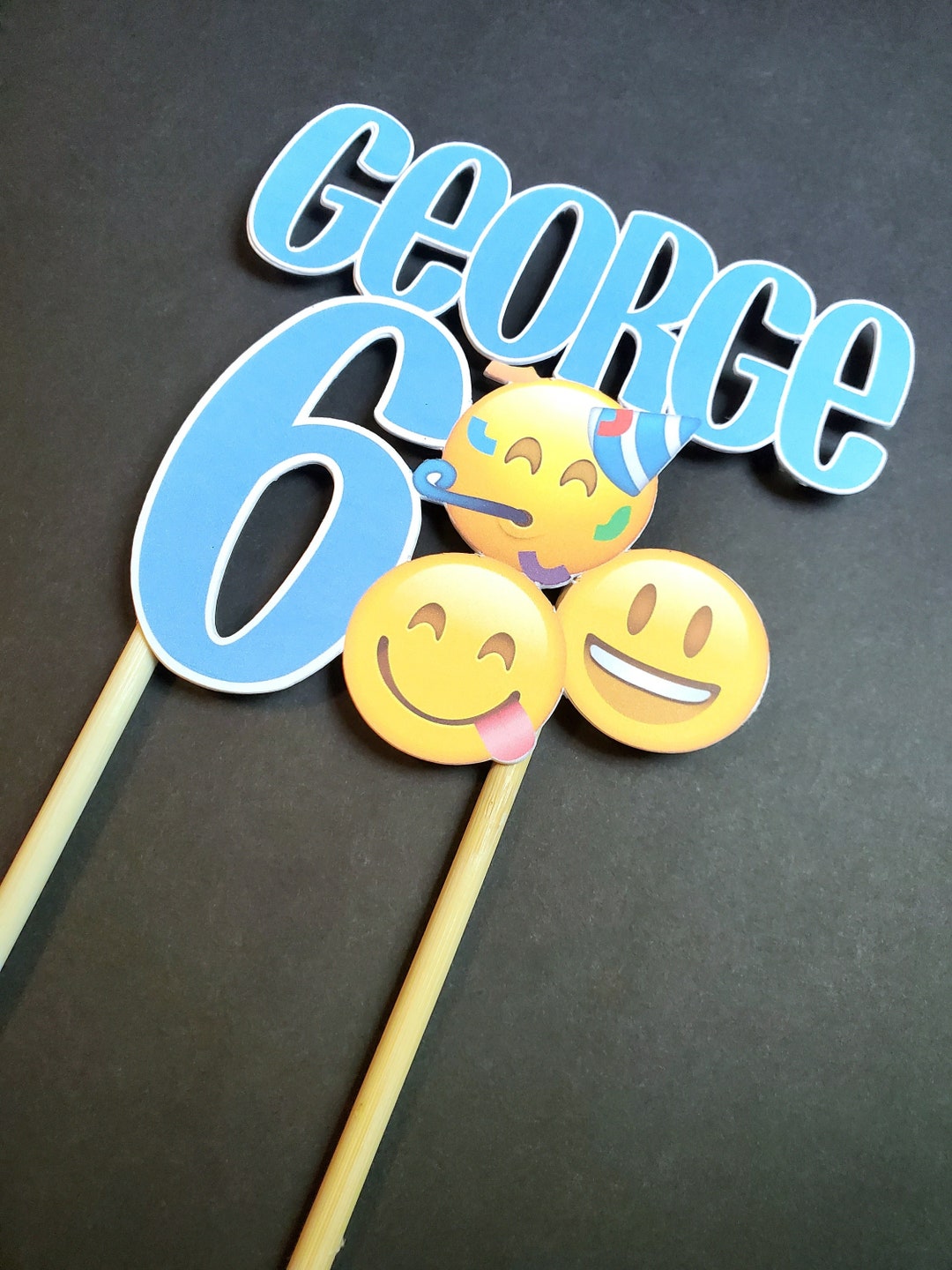 Emoji Birthday Customizable Cake Topper With Name and Age. - Etsy