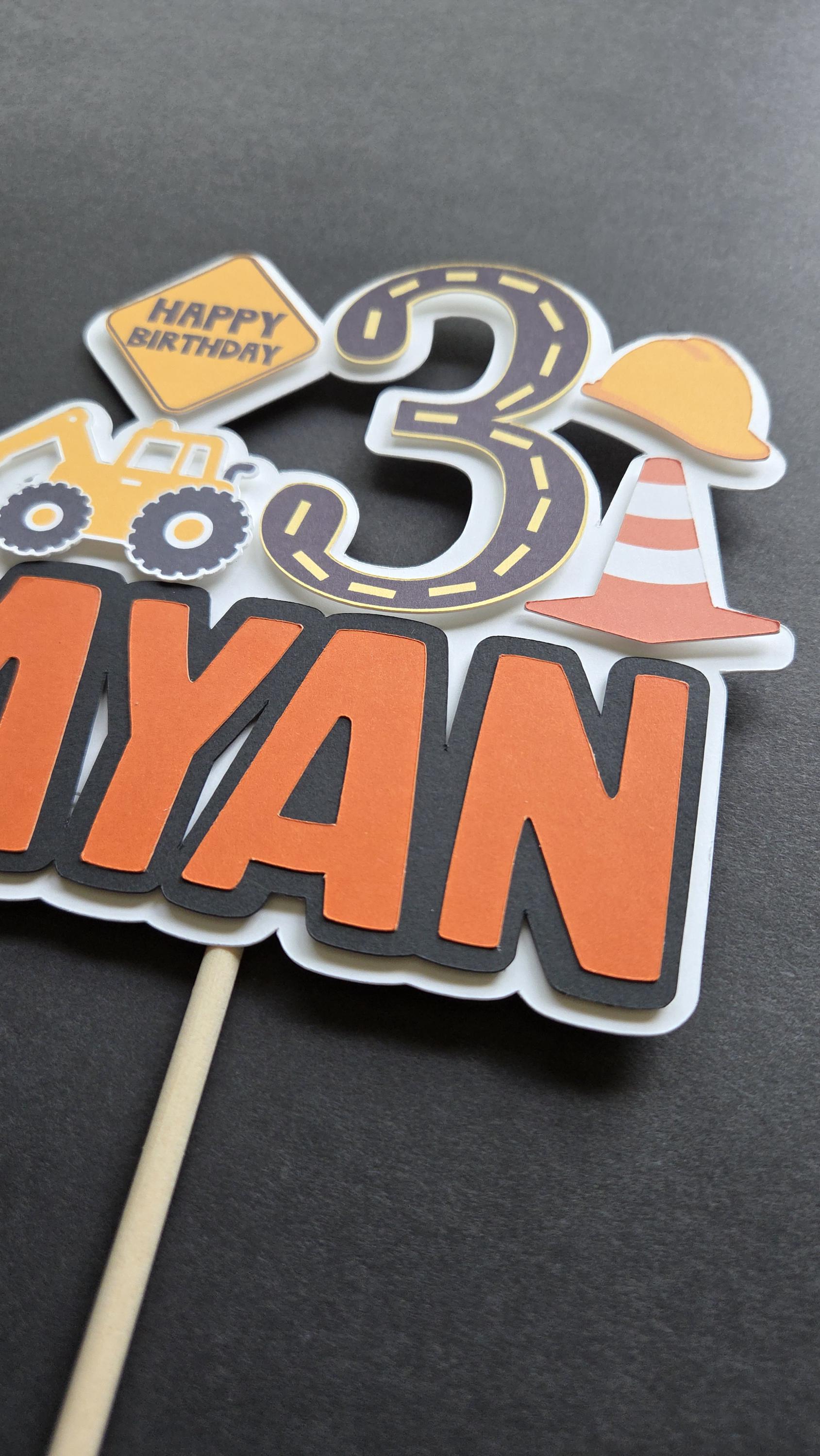 Construction Birthday Cake Topper With Name and Age. - Etsy