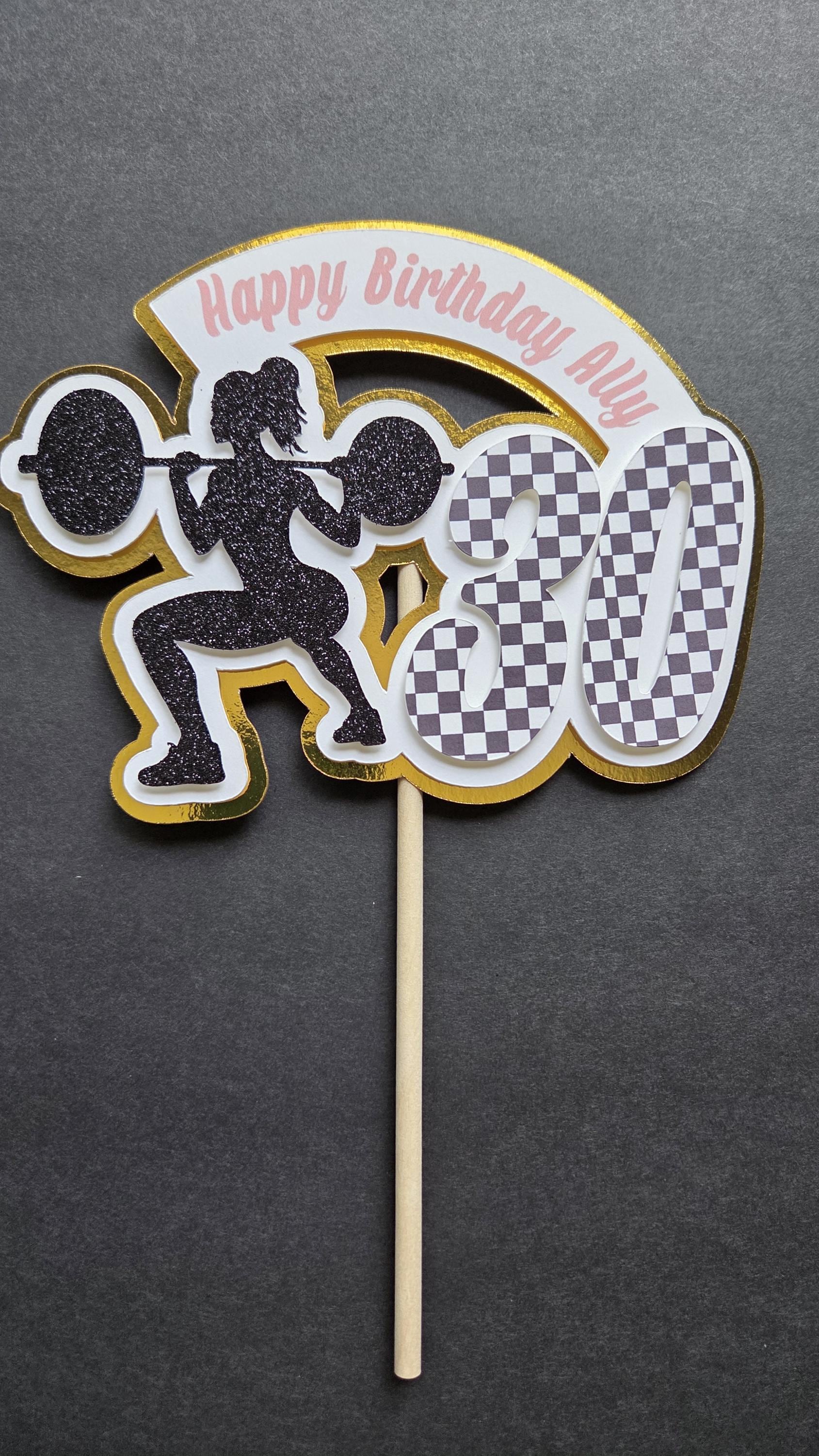 Gym Girl Lifting Themed Birthday Cake Topper. Custom Weight Lifting ...