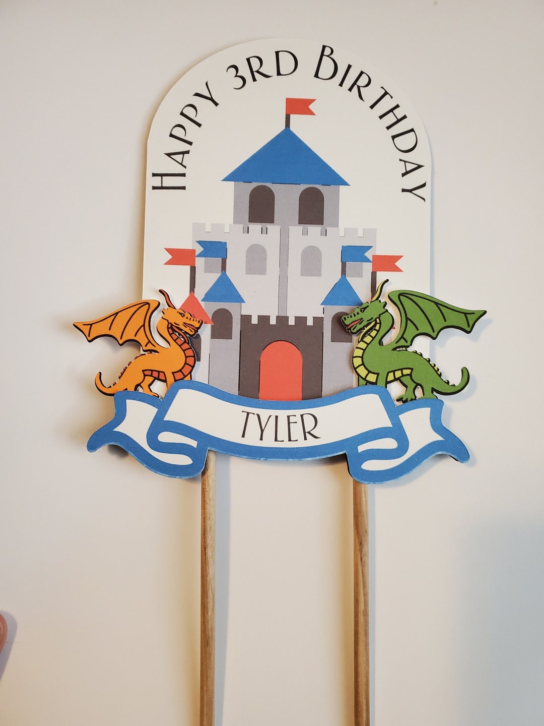 Dragon Birthday Cake Topper With Name and Age - Etsy