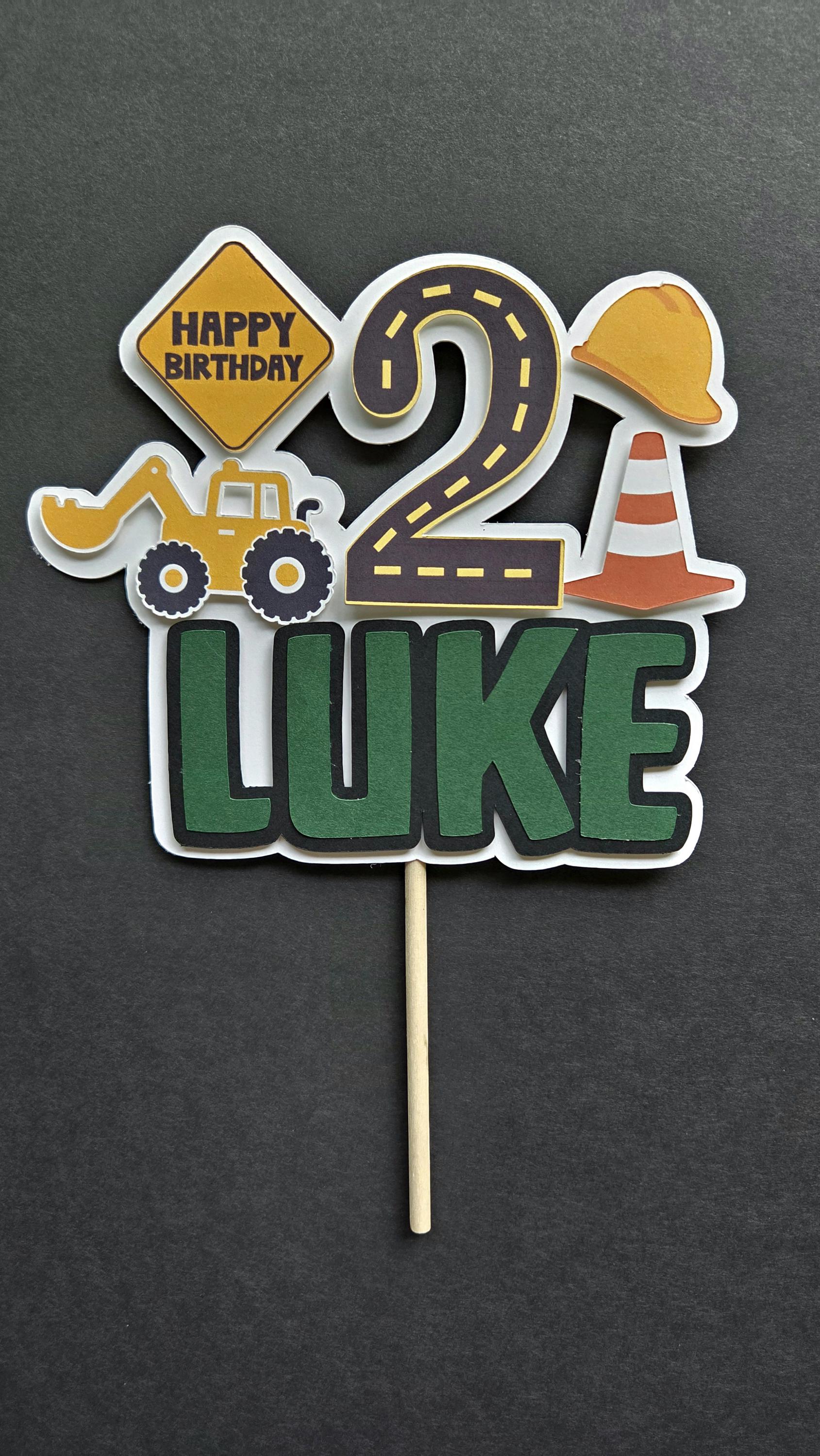 Construction Birthday Cake Topper With Name and Age. - Etsy