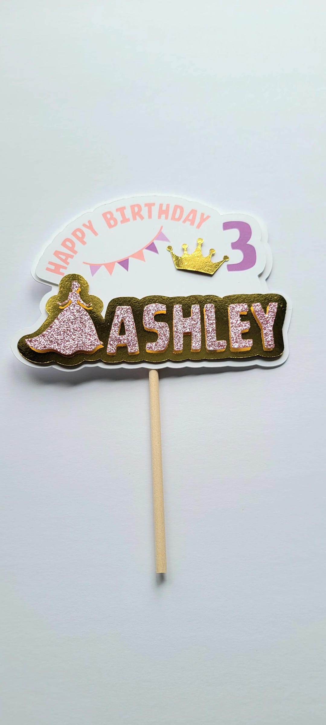 Princess 3D Custom Birthday Cake Topper With Name and Age - Etsy