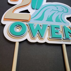 Surf and Wave Themed Birthday 3D Cake Topper With Name and Age - Etsy