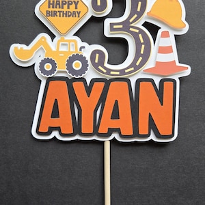 Construction Birthday Cake Topper With Name and Age. - Etsy