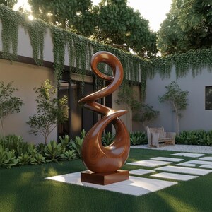 Tall Infinity Twist Wood Sculpture – Handcrafted Solid Walnut Art for ...