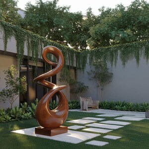 Tall Infinity Twist Wood Sculpture – Handcrafted Solid Walnut Art for ...