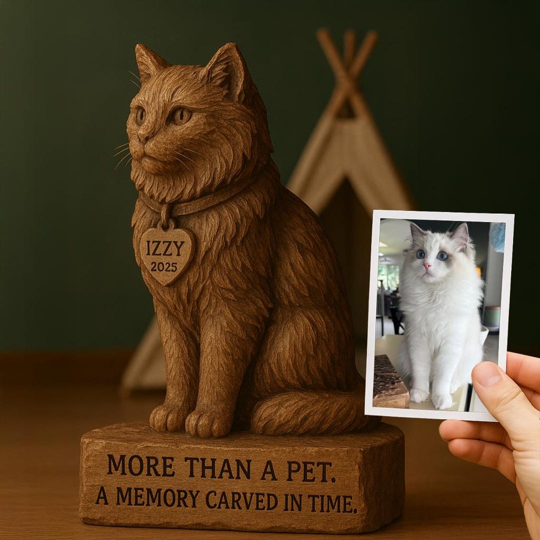 Handmade Wooden Pet Memorial Statue – Custom Dog Portrait Gift ...