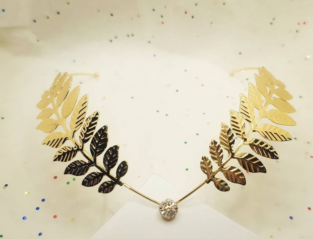 Laurel Leaf Metal V Headband Gold Thin Roman Leaf Headband Backwards ...