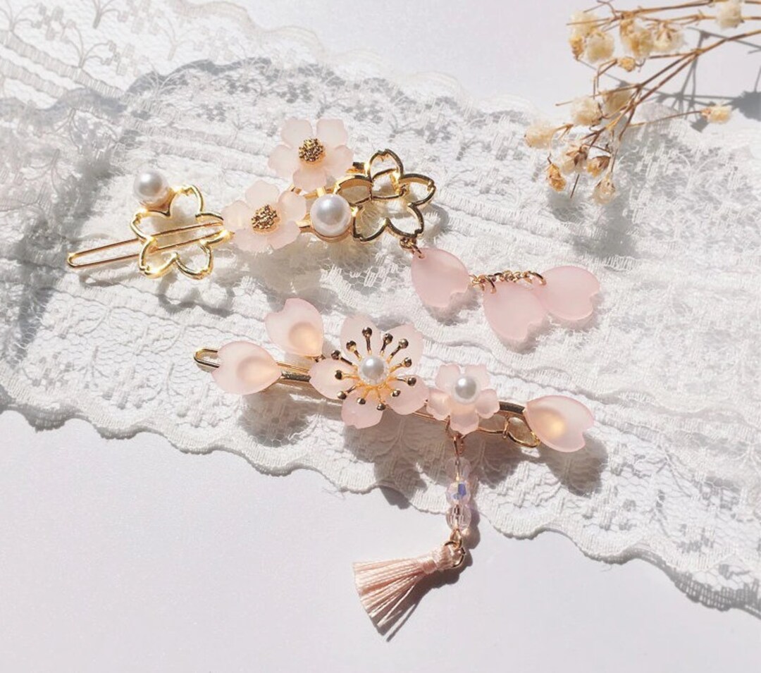 Pink Flower Hair Clip Cherry Blossom Hair Pin Sakura - Etsy