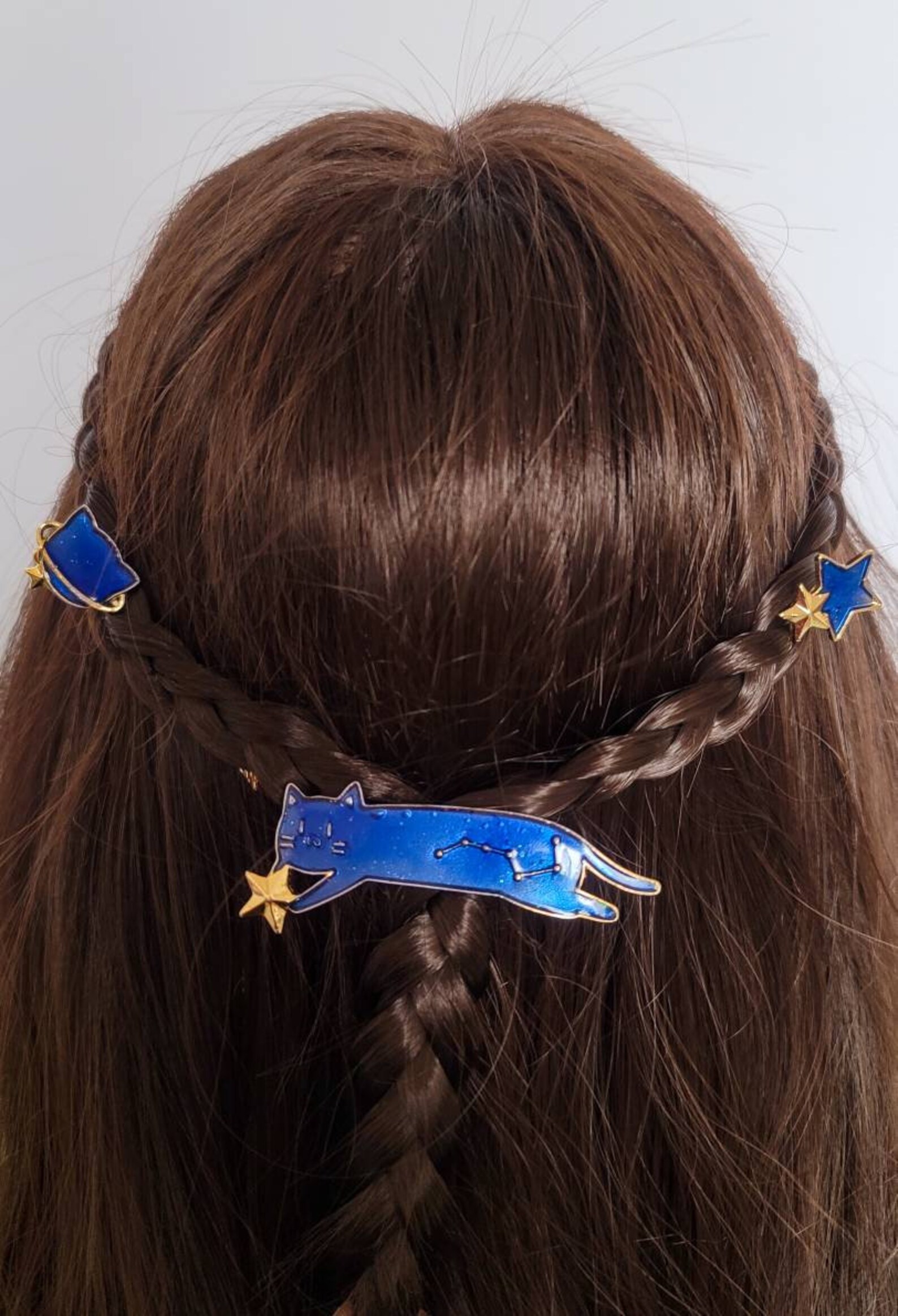 Starry Night Cat Enamel Hair Pins & Barrettes Planet Stars - Etsy
