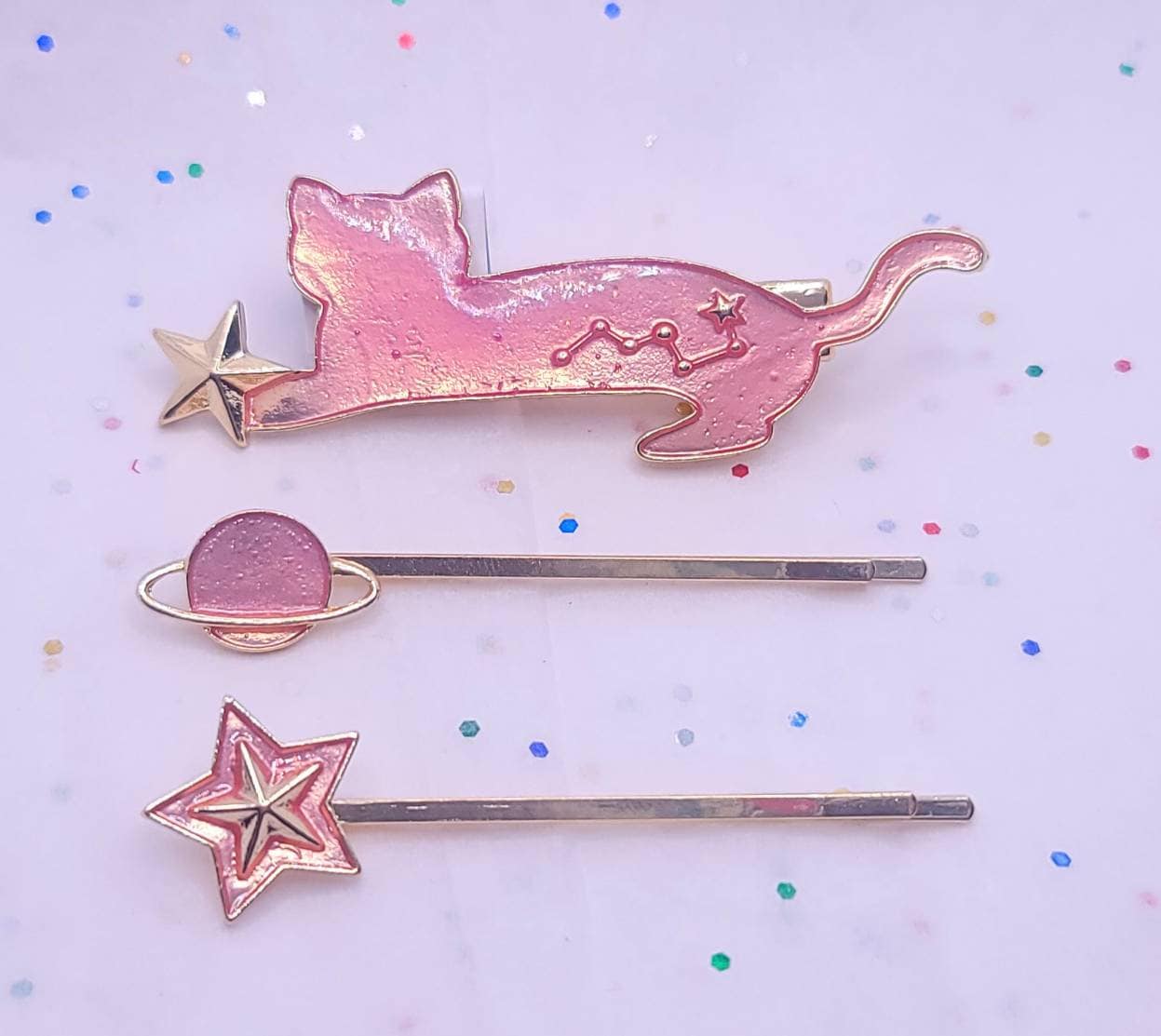 Starry Night Cat Enamel Hair Pins & Barrettes Planet Stars - Etsy