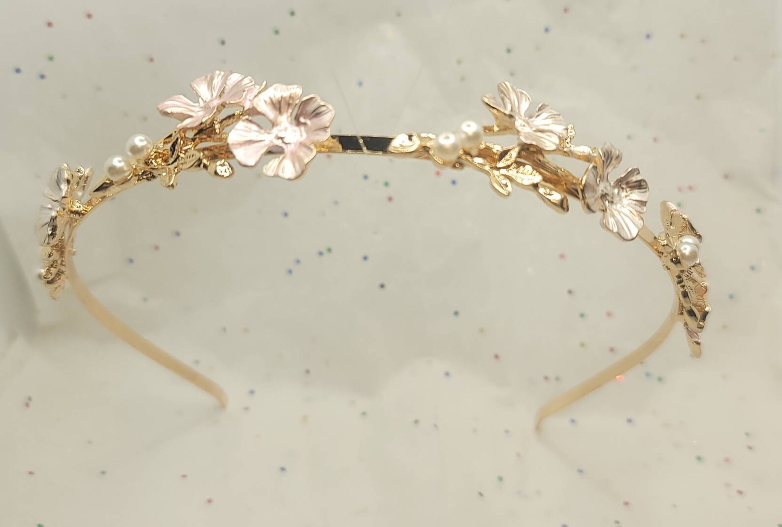 Metal Flower Headband Gold Leaf Pearls Headpiece Bridal - Etsy