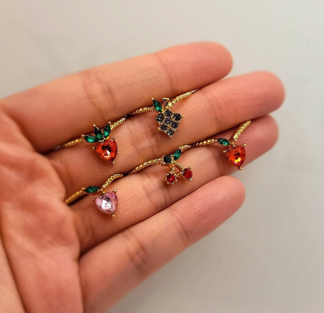 Stackable Fruit Rings Dainty Crystal Fruit Rings Gift for Her Gold ...