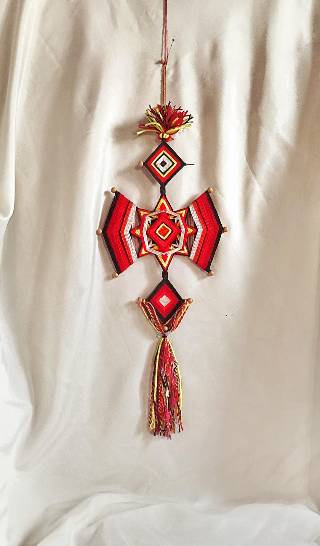 Mandala Cardinal Ornament, Original Mandala Wall Art, Ojos Red Bird for ...