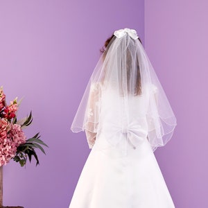 Pippa White Holy Communion Veil With Bow and Diamante Cross - Etsy