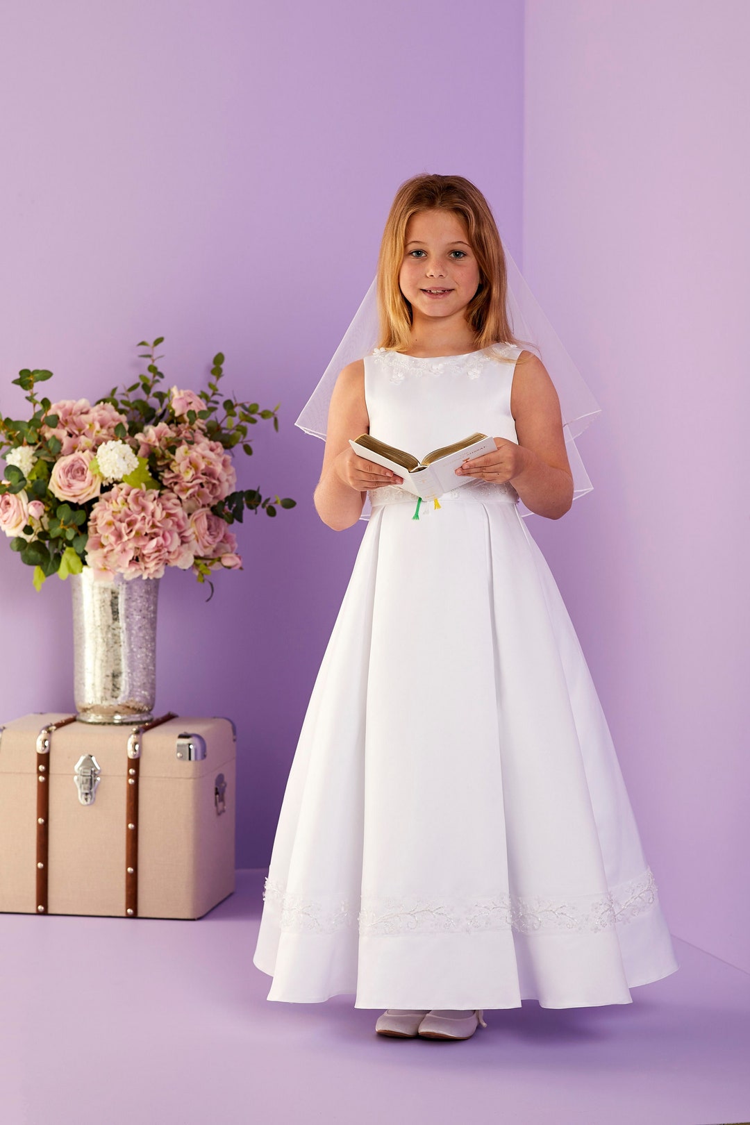 Siobhan Elegant Sleeveless White Holy Communion Dress SALE 8 and 11 Yrs ...