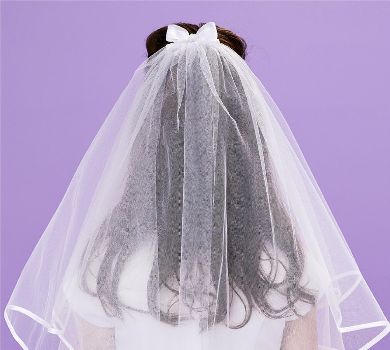 Darcy Two Tiered Girls Veil White - Etsy