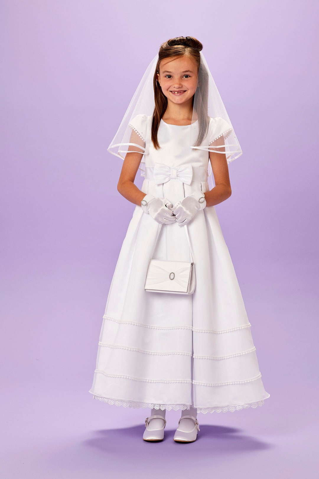 Rose White Ankle Length Holy Communion Dress - Etsy