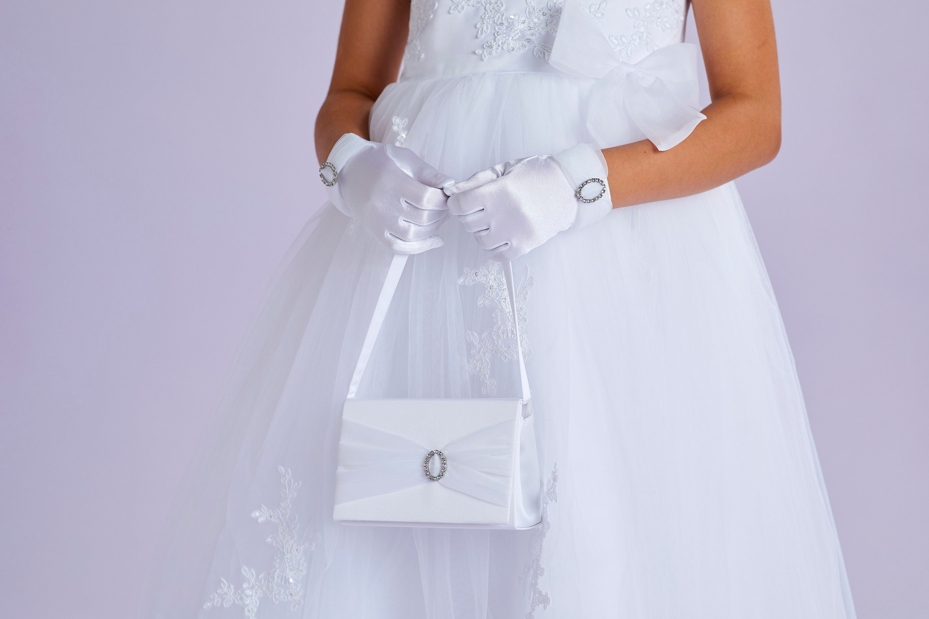 Kara White Holy Communion Bag With Organza Bow and Diamante Buckle - Etsy