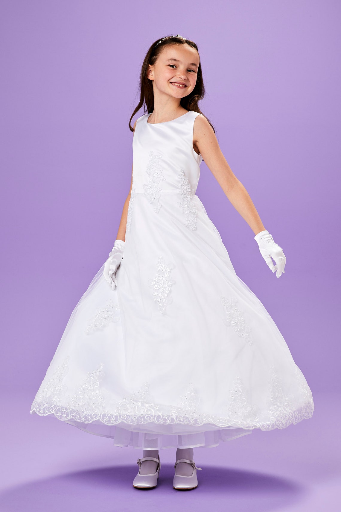 Erin Sleeveless Net Tulle Holy Communion Dress - Etsy