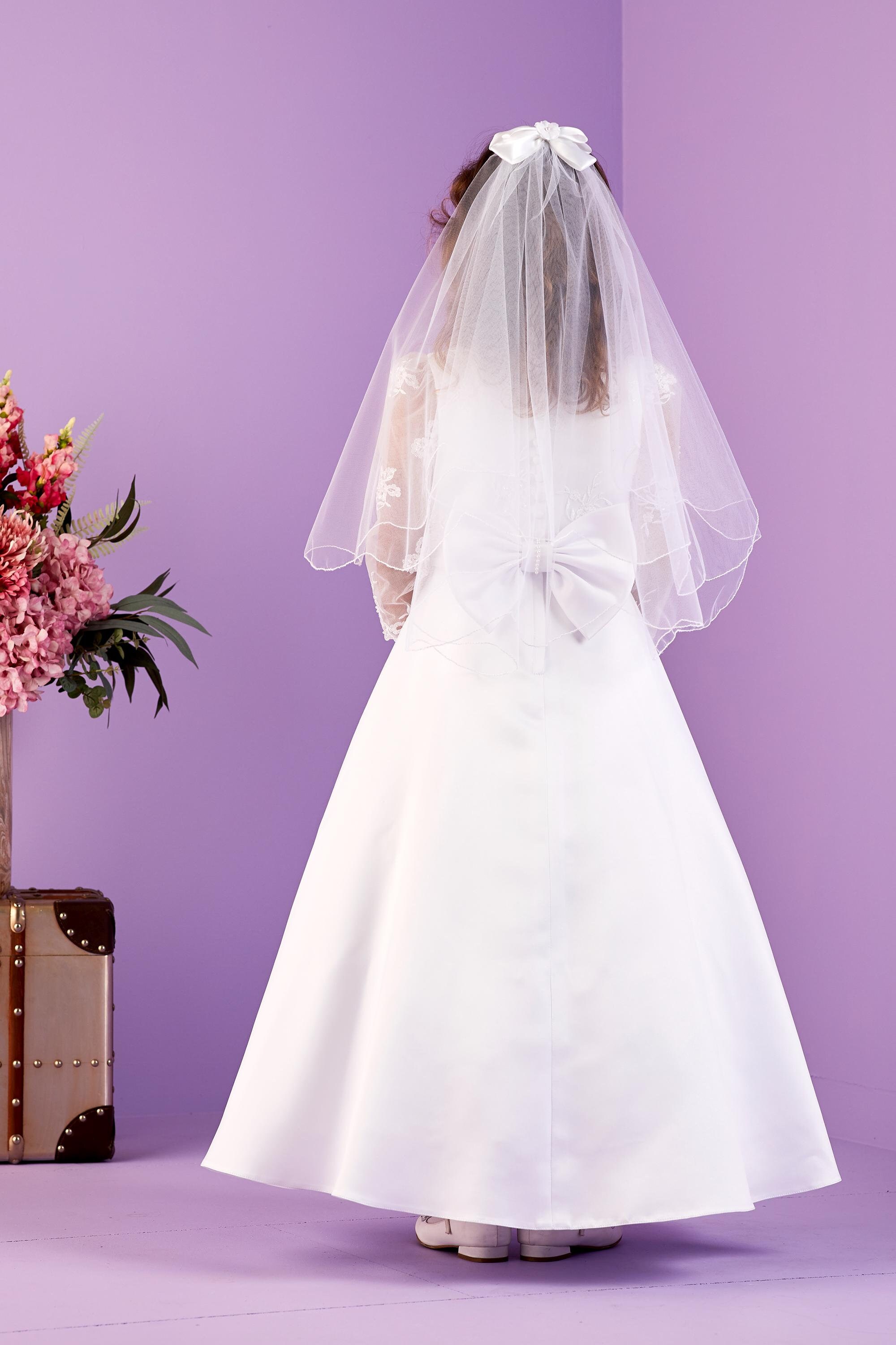 Pippa White Holy Communion Veil With Bow and Diamante Cross - Etsy