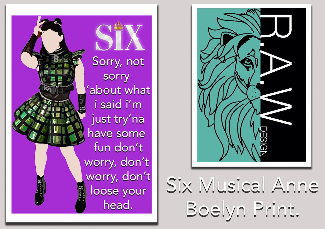 Six Musical Anne Boleyn With Quote. Six Musical Vector Portrait Art ...