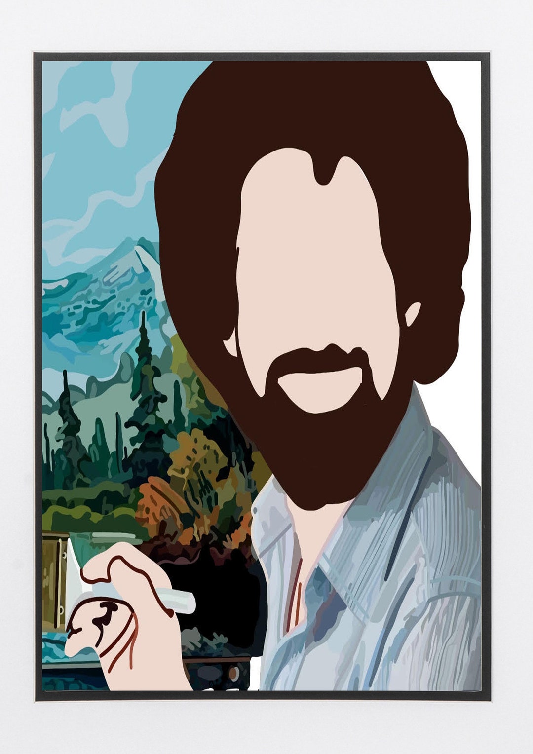 Bob Ross Print. Bob Ross Vector Portrait Art Available in Sizes A4, A3 ...