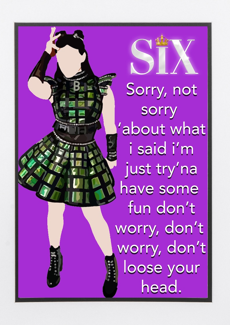 Six Musical Anne Boleyn With Quote. Six Musical Vector Portrait Art ...