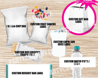 Custom Party Set of 4 Digital Labels for Your Party Favors | Etsy