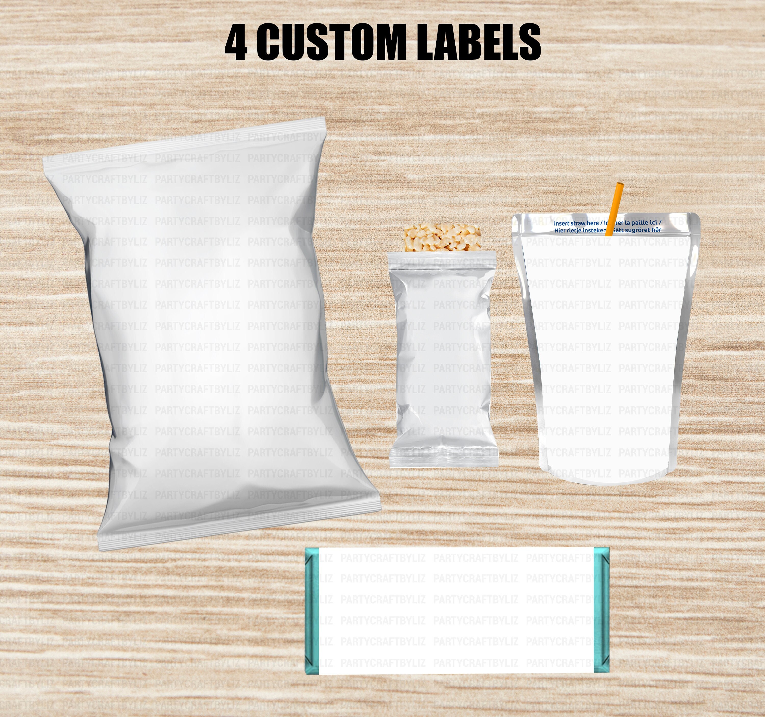 Custom Party Set of 4 - Digital Labels for Your Party Favors - Etsy