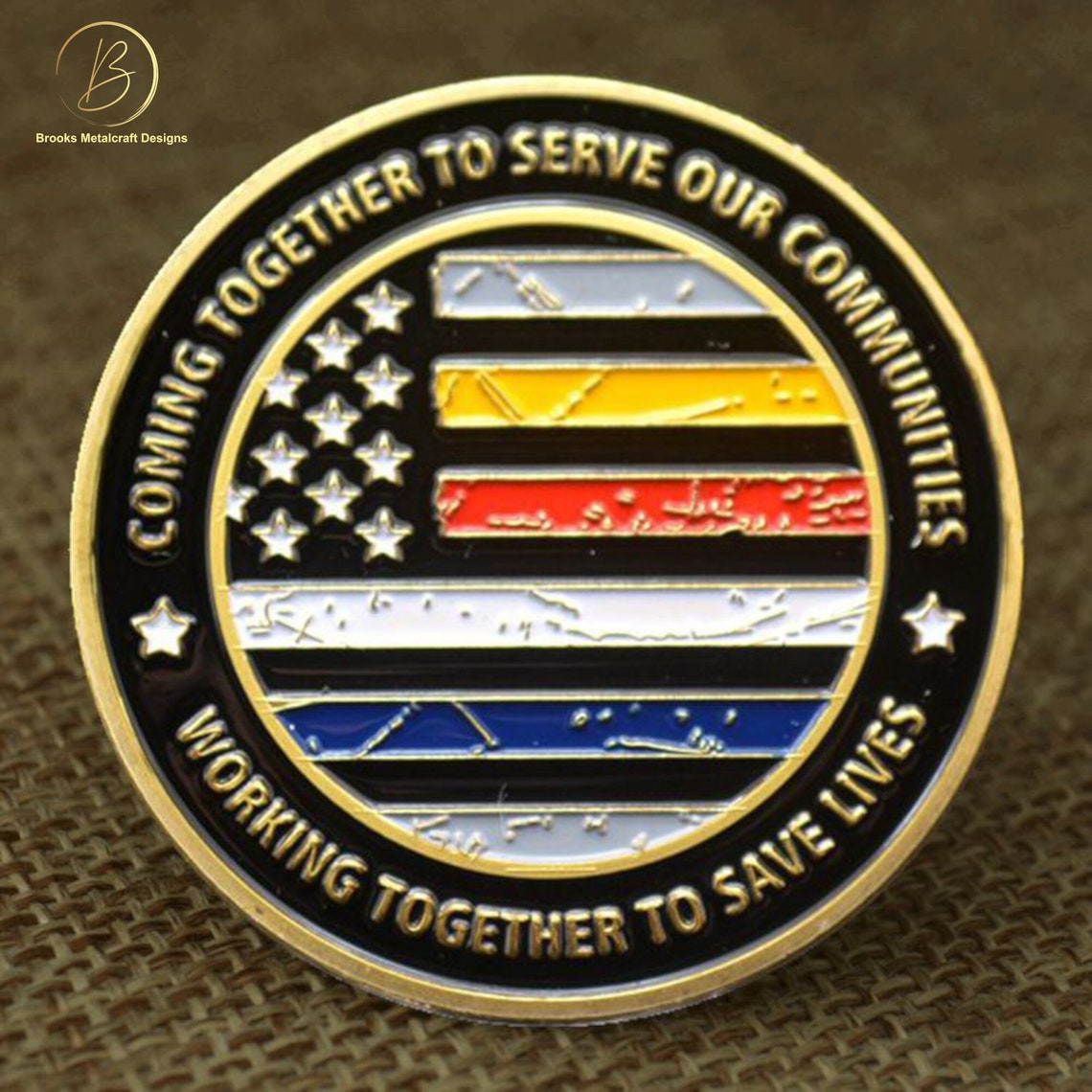 Gold Dispatch Fire EMS Police Working Together Challenge Coin - Etsy