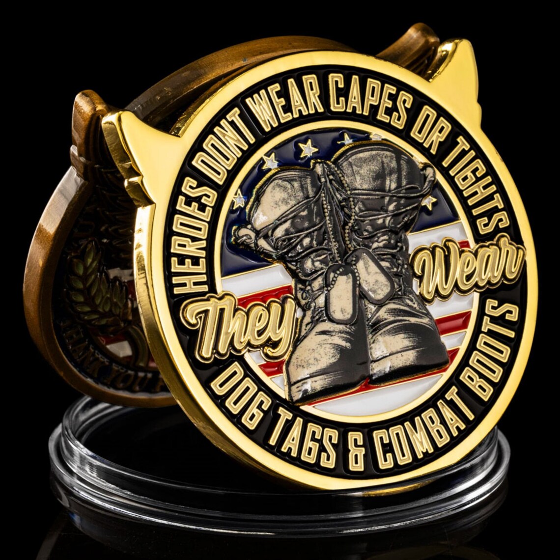 Dog Tags and Combat Boots Colorized in Gold 3D Challenge Coin - Etsy