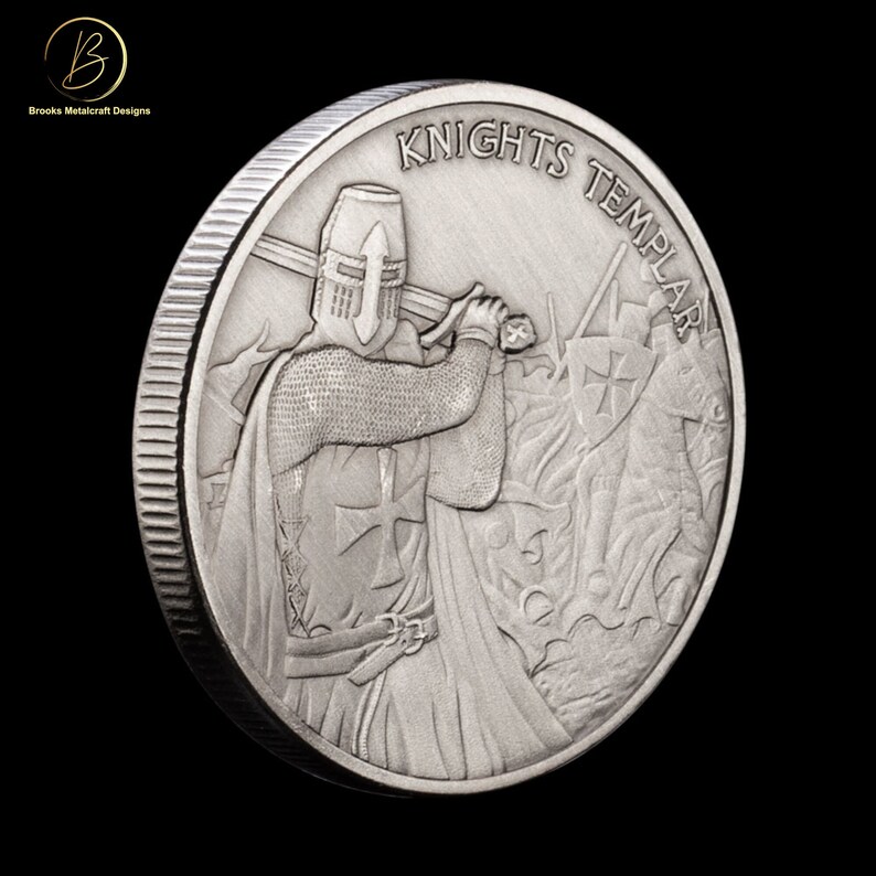 Knights Templar Swinging Sword Antique Silver Challenge Coin - Etsy